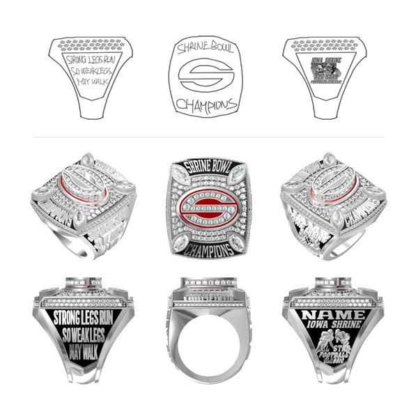 IOWA Shrine Bowl Custom Championship Ring - Custom Champion Ring